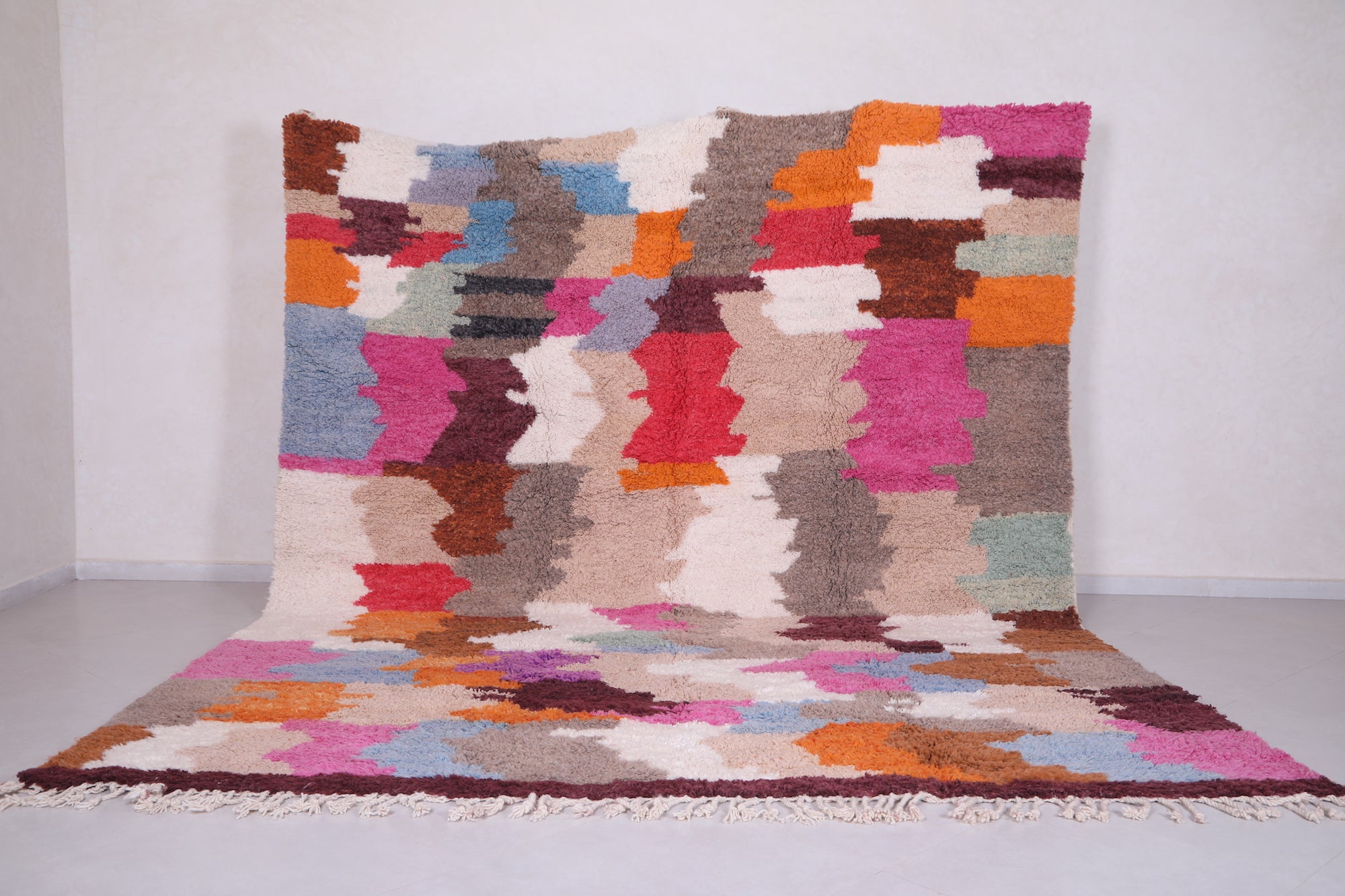 Handmade Moroccan colorful rug - Custom Wool azilal rug – Boucherouite Rug