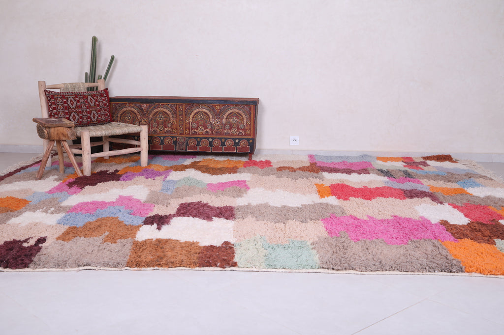 Handmade Moroccan colorful rug - Custom Wool azilal rug – Boucherouite Rug